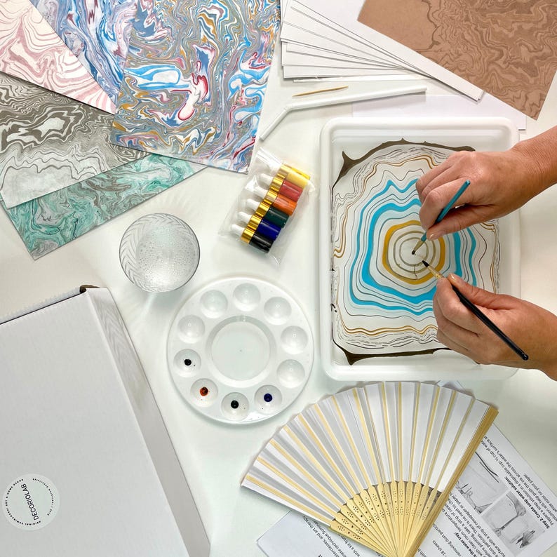 DIY Marbling Art Kit for Kids, Montessori Homeschool Family Activity ...