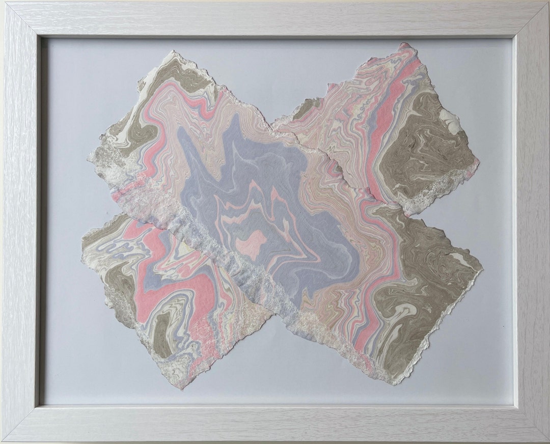 Suminagashi Collage Artwork in 1411 White Frame Minimalistic - Etsy