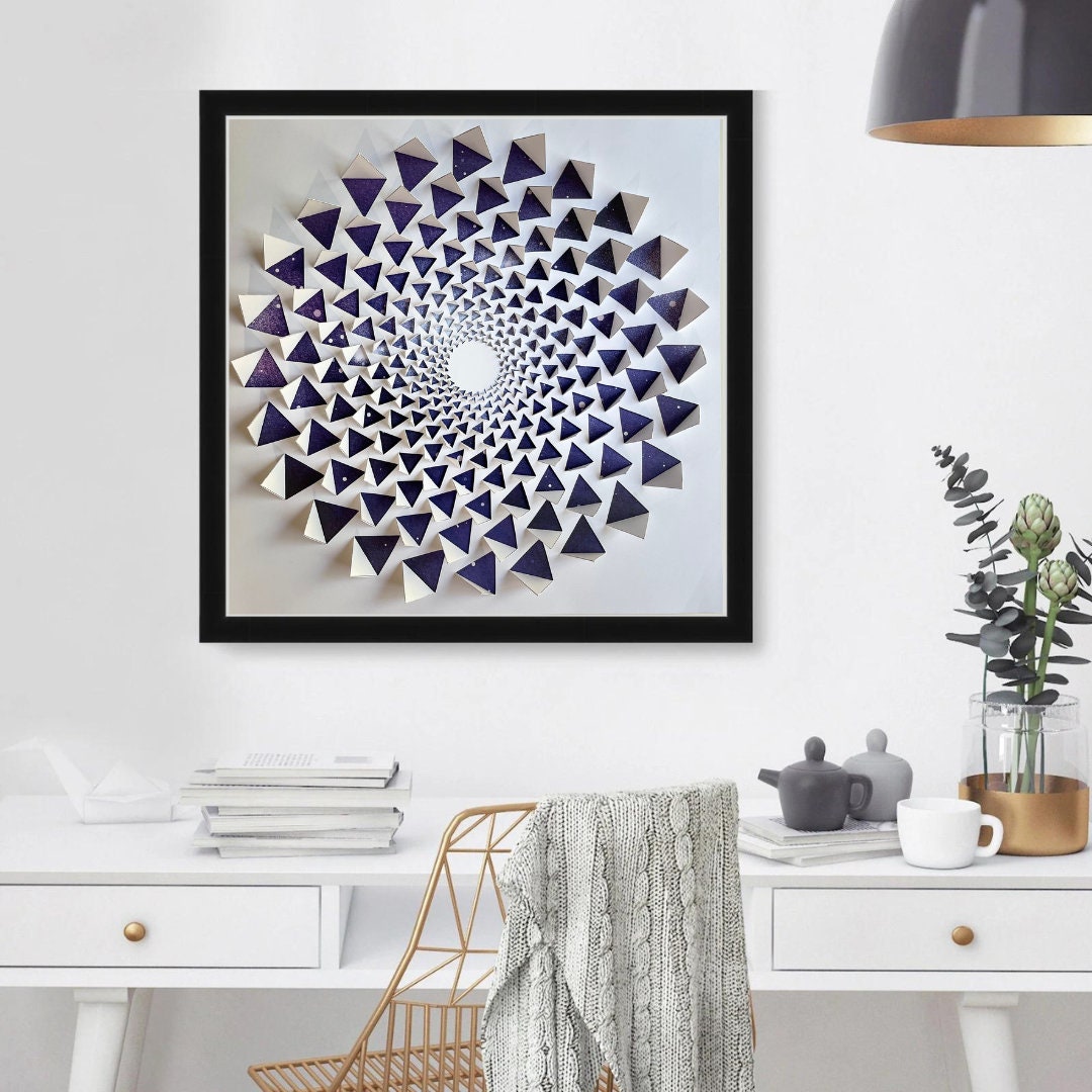 3D Wall Art Paper Sculpture Wall Decor Hanging Framed Art Geometric ...