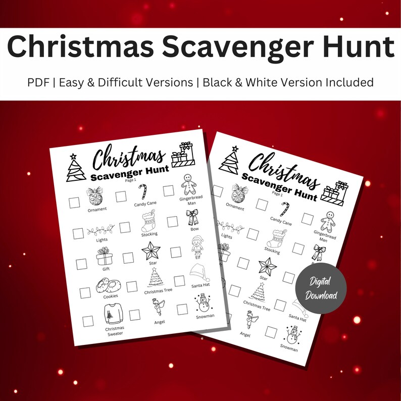 Christmas Scavenger Hunt Printable, Christmas Countdown, Treasure Hunt ...