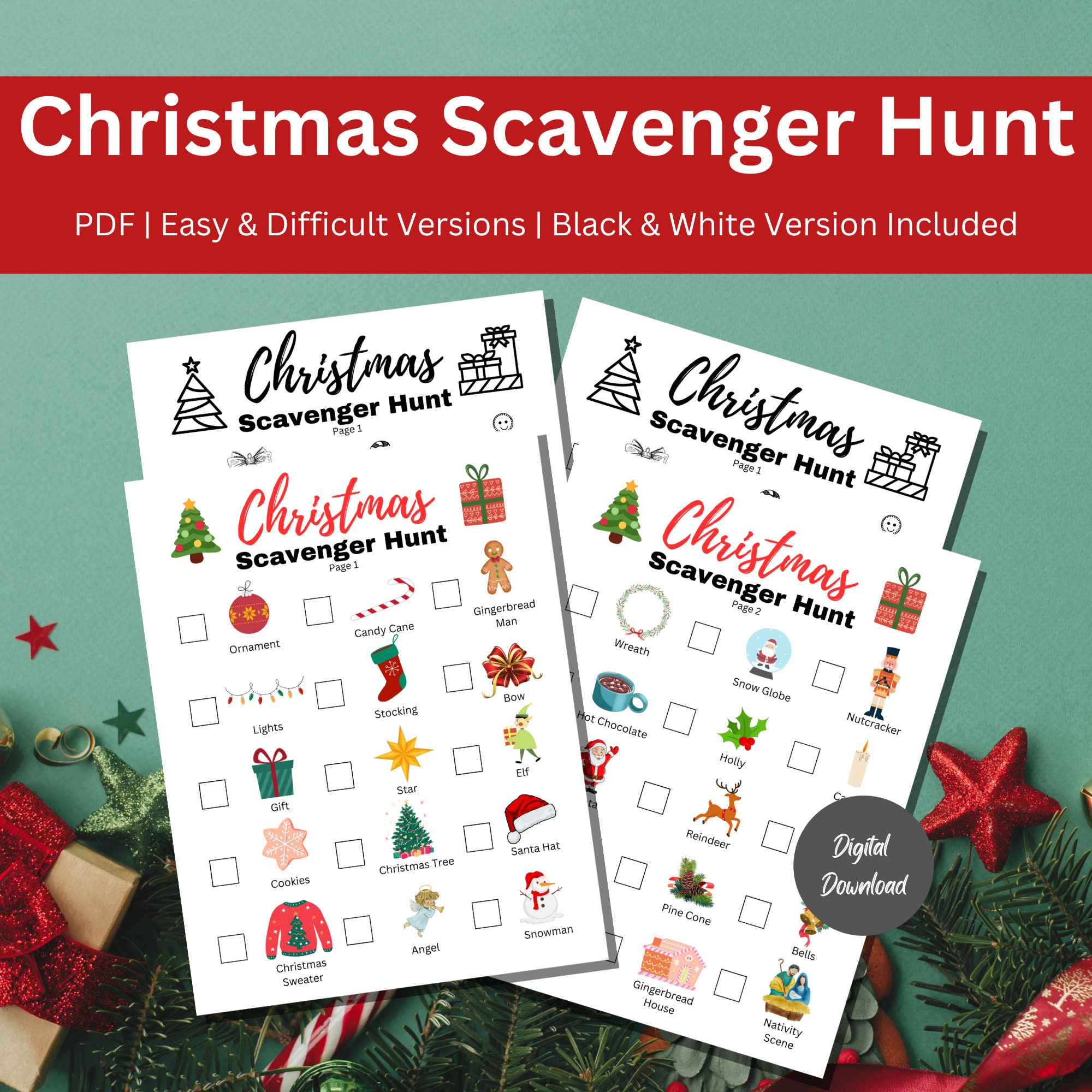 Christmas Scavenger Hunt Printable Christmas Countdown - Etsy