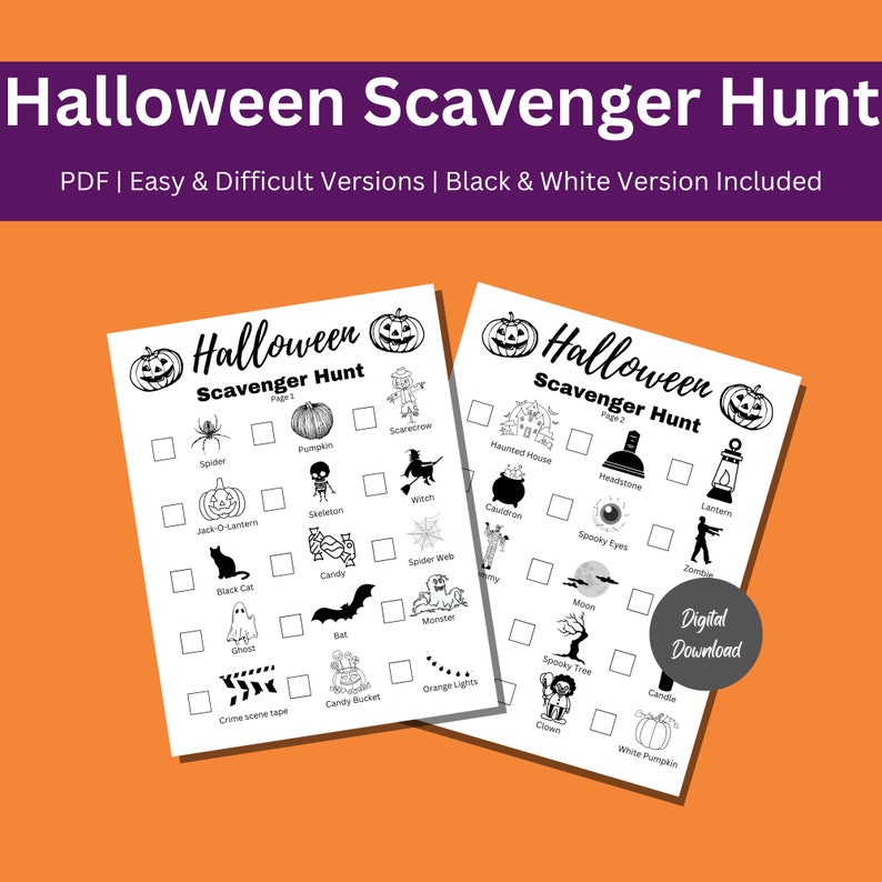 Halloween Activities Halloween Scavenger Hunt Scavenger - Etsy
