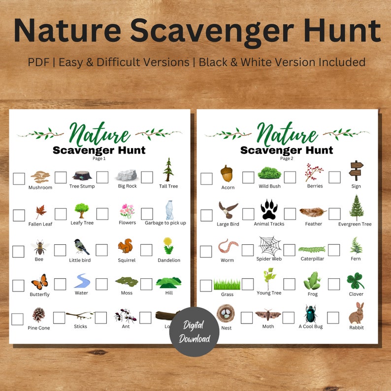 Nature Scavenger Hunt Scavenger Hunt Treasure Hunt Clues - Etsy
