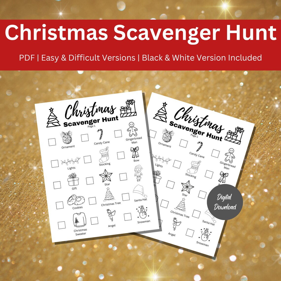 Christmas Scavenger Hunt Printable Christmas Countdown - Etsy
