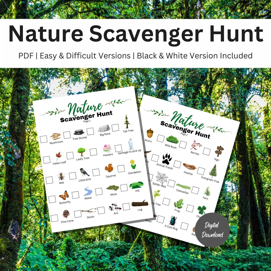 Nature Scavenger Hunt Scavenger Hunt Treasure Hunt Clues - Etsy