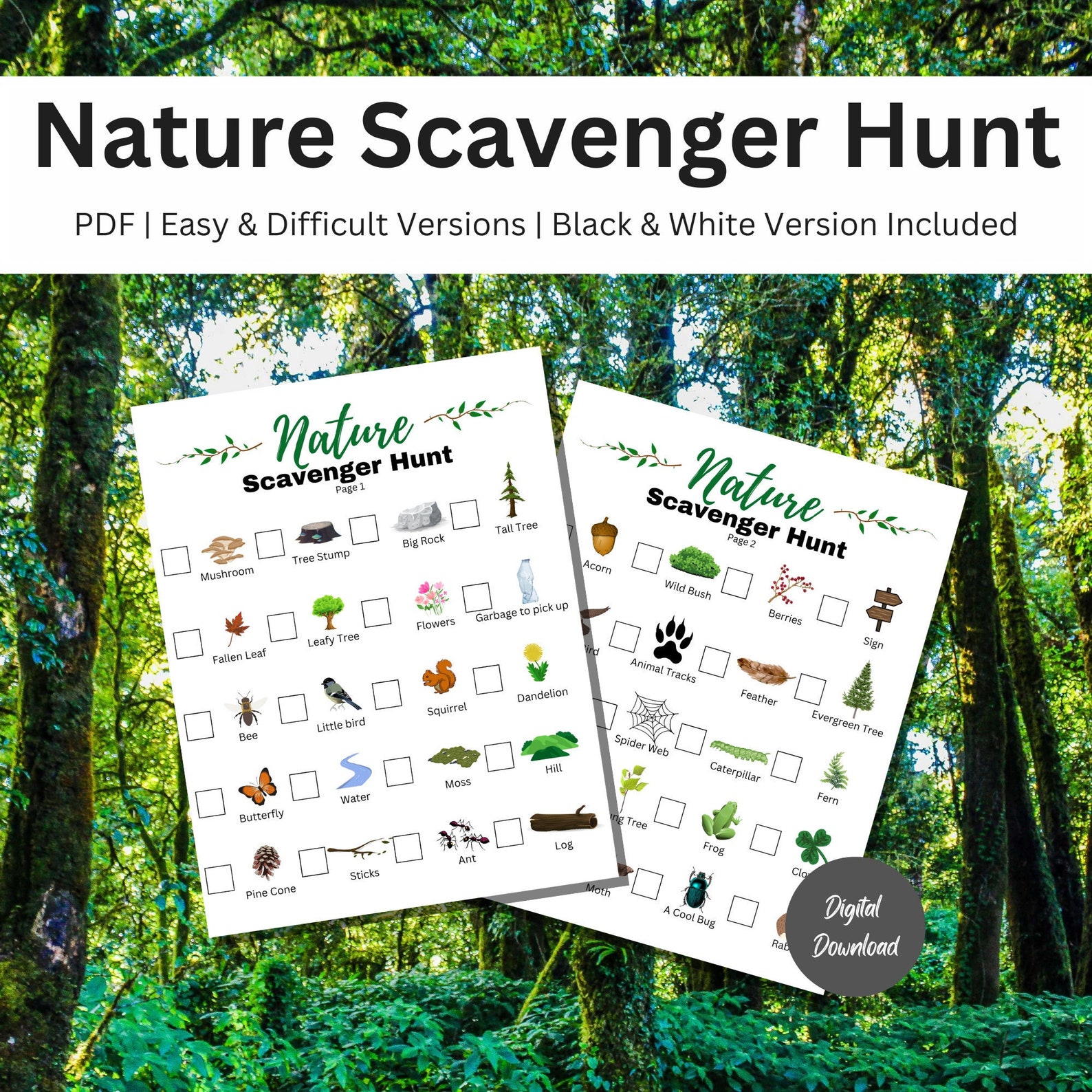 Nature Scavenger Hunt Scavenger Hunt Treasure Hunt Clues - Etsy