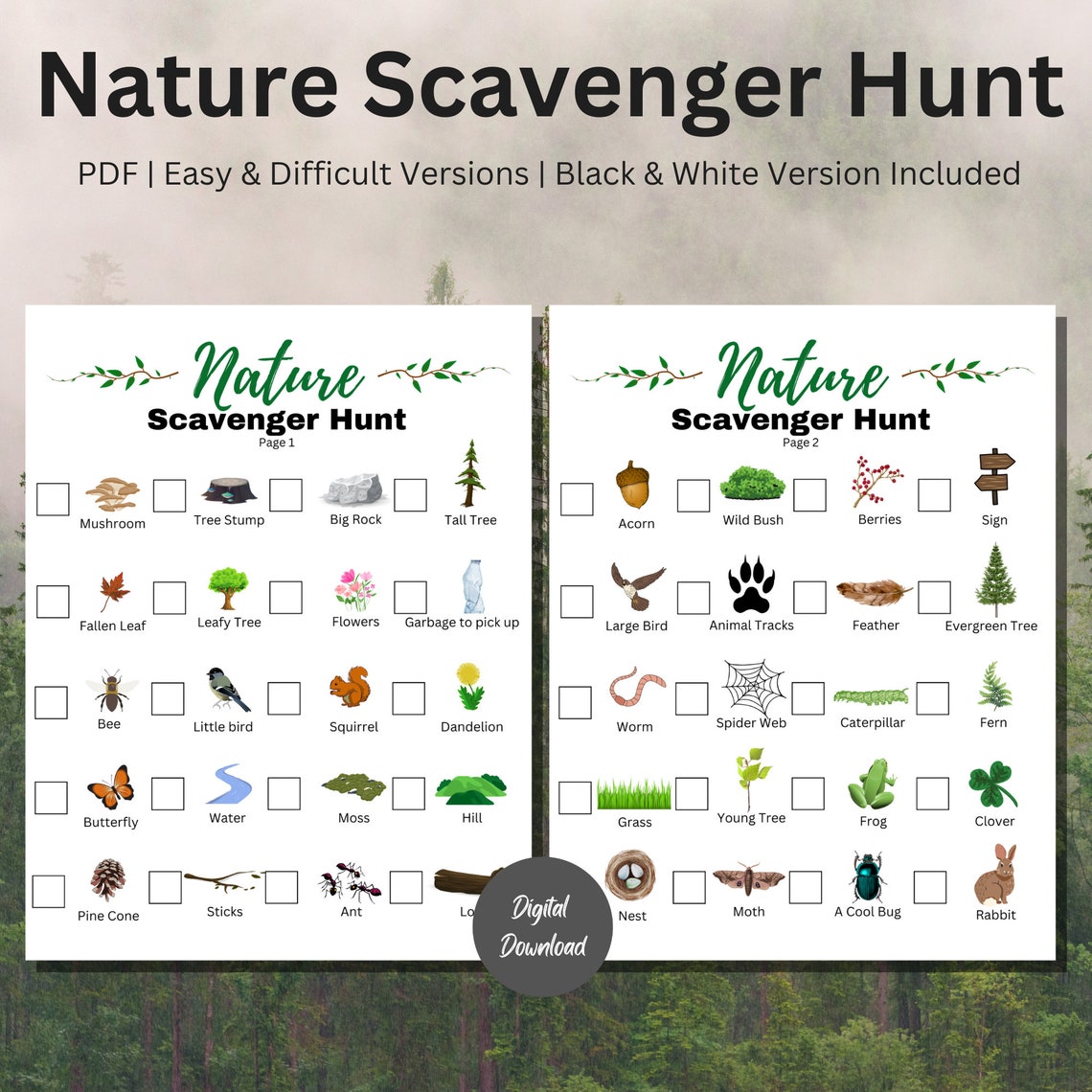 Nature Scavenger Hunt Scavenger Hunt Treasure Hunt Clues - Etsy