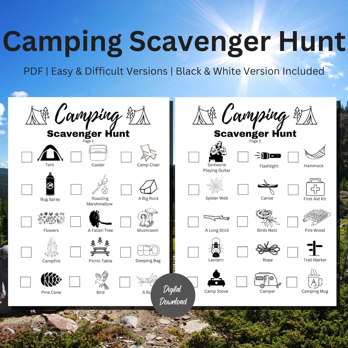 Camping Scavenger Hunt, Scavenger Hunt, Treasure Hunt Clues, Scavenger ...