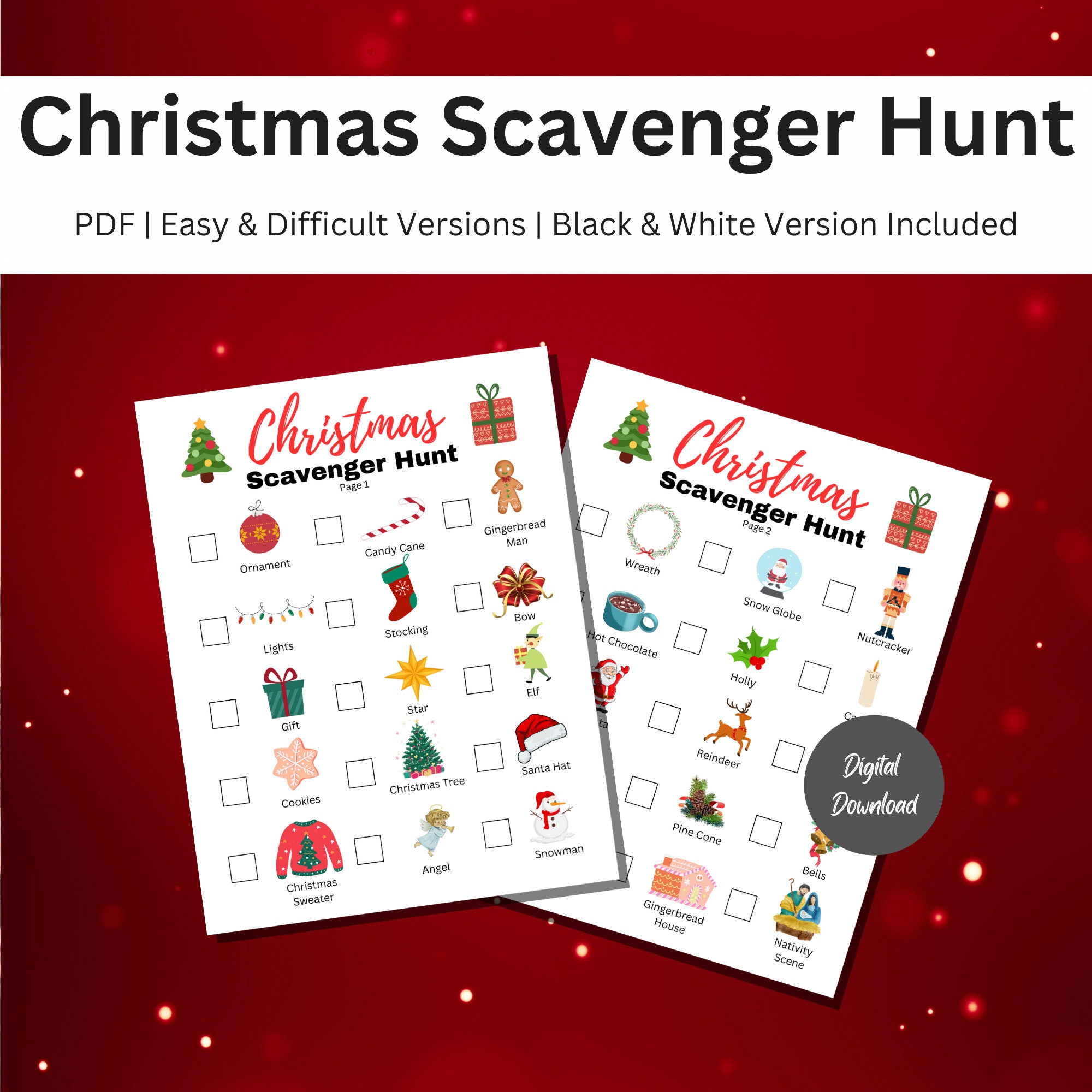 Christmas Scavenger Hunt Printable, Christmas Countdown, Treasure Hunt ...