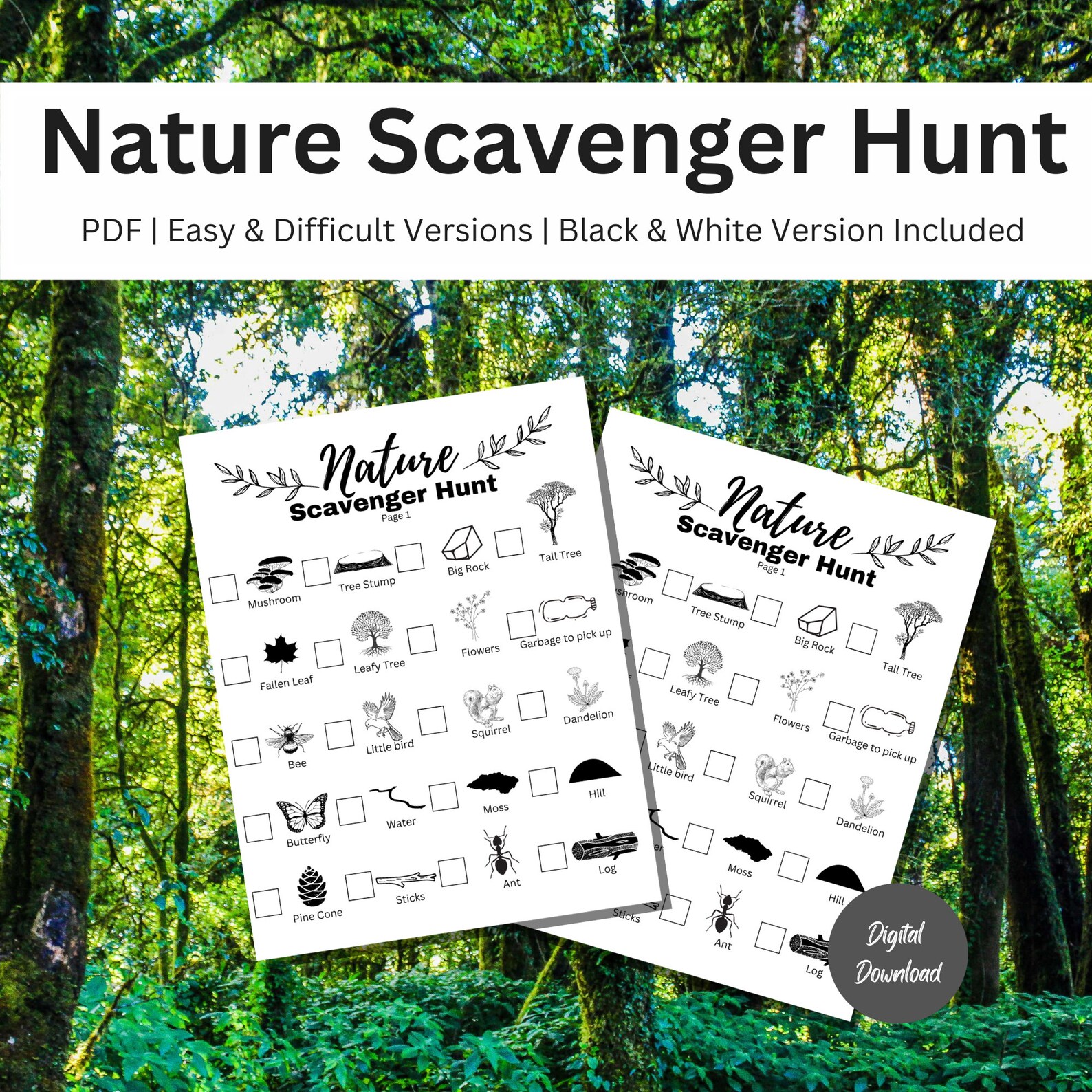 Nature Scavenger Hunt Scavenger Hunt Treasure Hunt Clues - Etsy