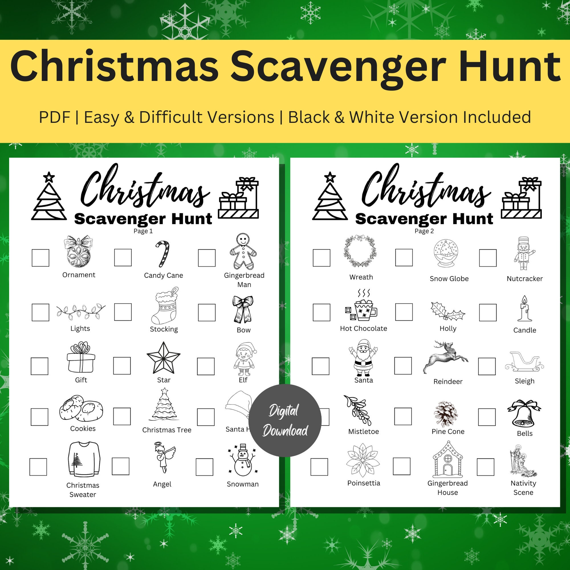 Christmas Scavenger Hunt Printable Christmas Countdown - Etsy