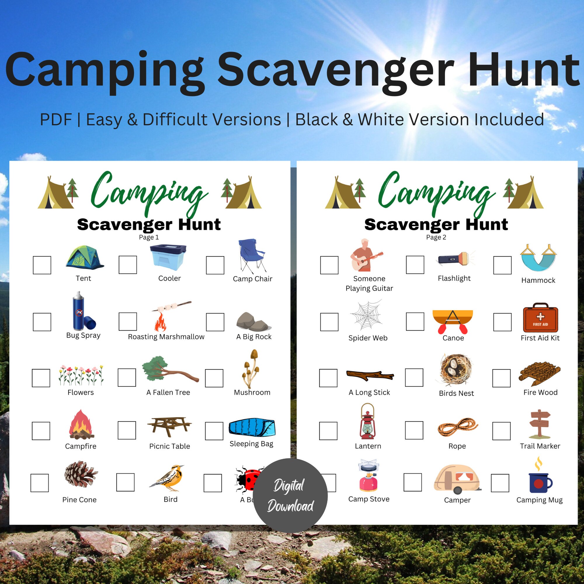 Camping Scavenger Hunt, Scavenger Hunt, Treasure Hunt Clues, Scavenger ...