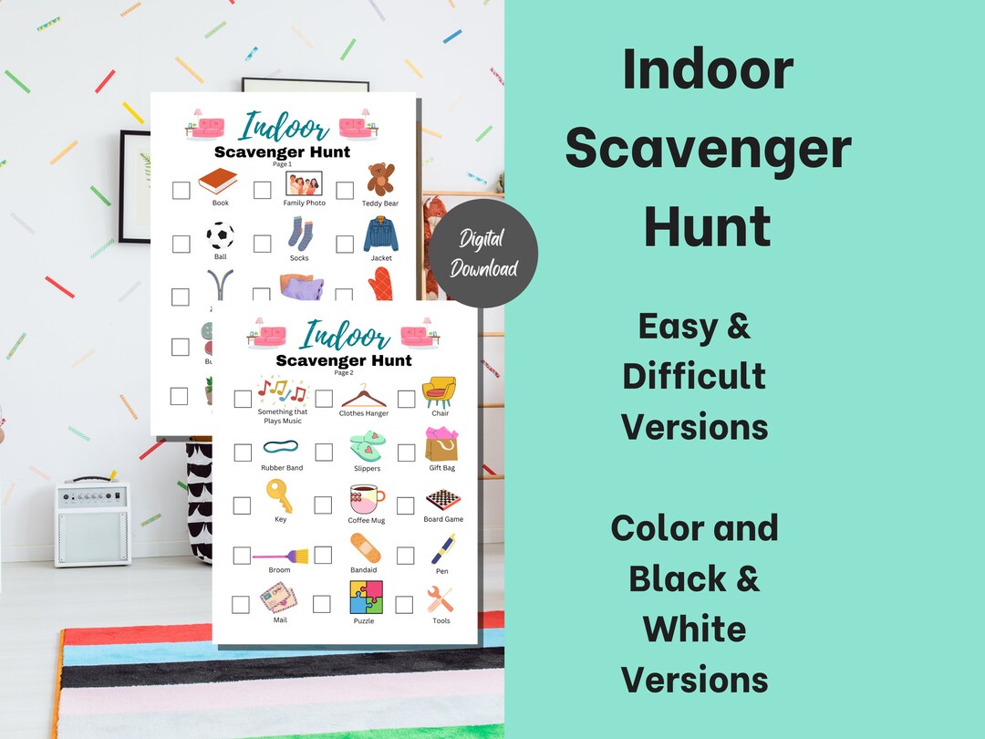 Indoor Scavenger Hunt, Scavenger Hunt, Treasure Hunt, Home Scavenger ...