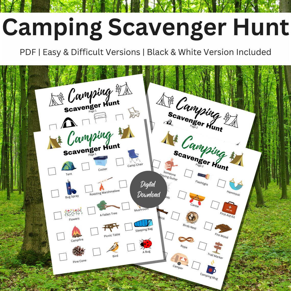 Camping Scavenger Hunt, Scavenger Hunt, Treasure Hunt Clues, Scavenger ...