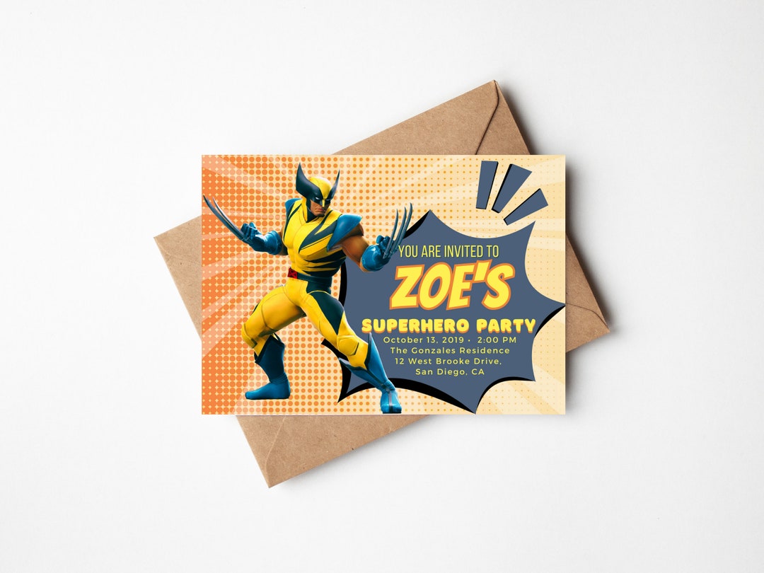 Children's Wolverine Birthday Party Invitation - Etsy