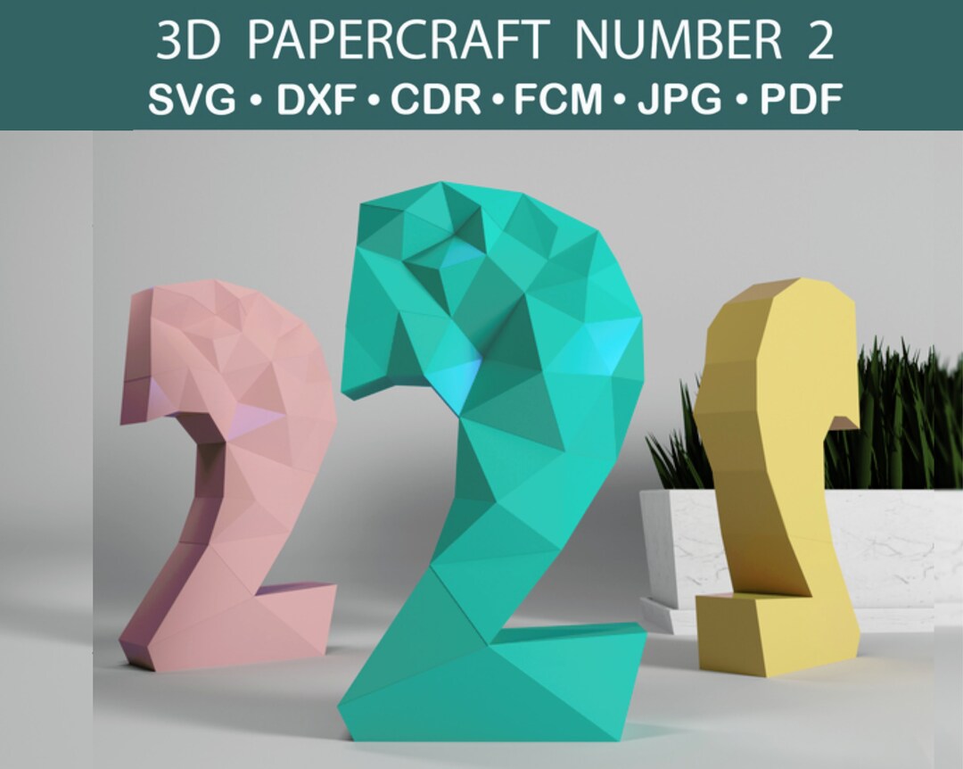 3D Number 2 Template Low Poly 3D Paper Craft Step by Step - Etsy