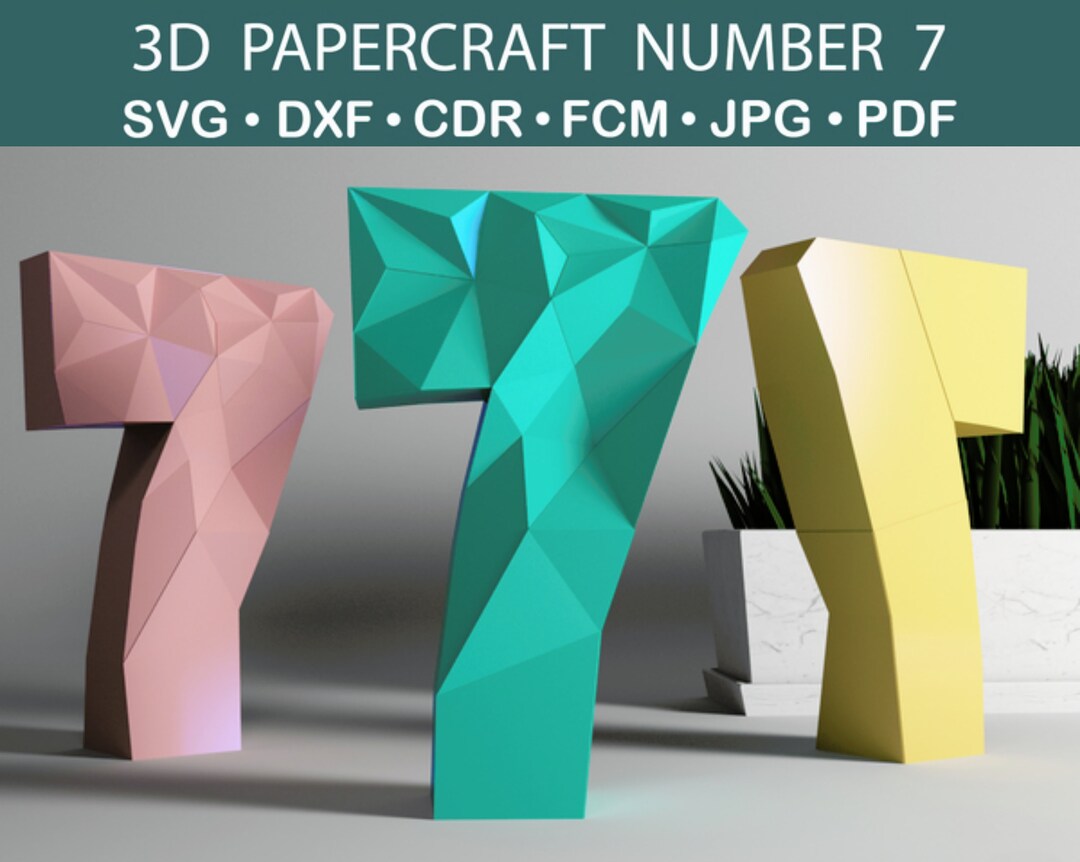 3D Number 7 Template Low Poly 3D Paper Craft Step by Step - Etsy