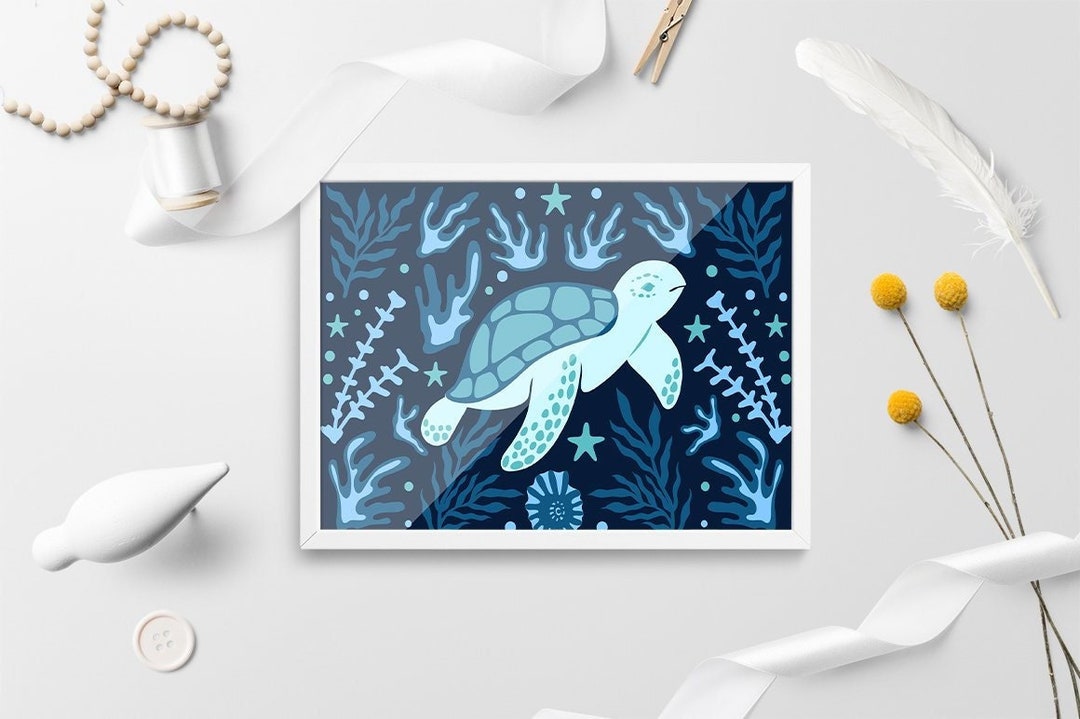 3D Cute Sea Turtle Shadow Box Layered Paper Cut Papercut - Etsy