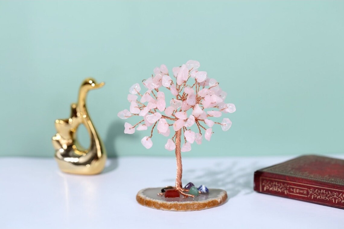 Crystal Gemstone Tree, Crystal Tree of Life Desk Decor, Wire Wrapped ...