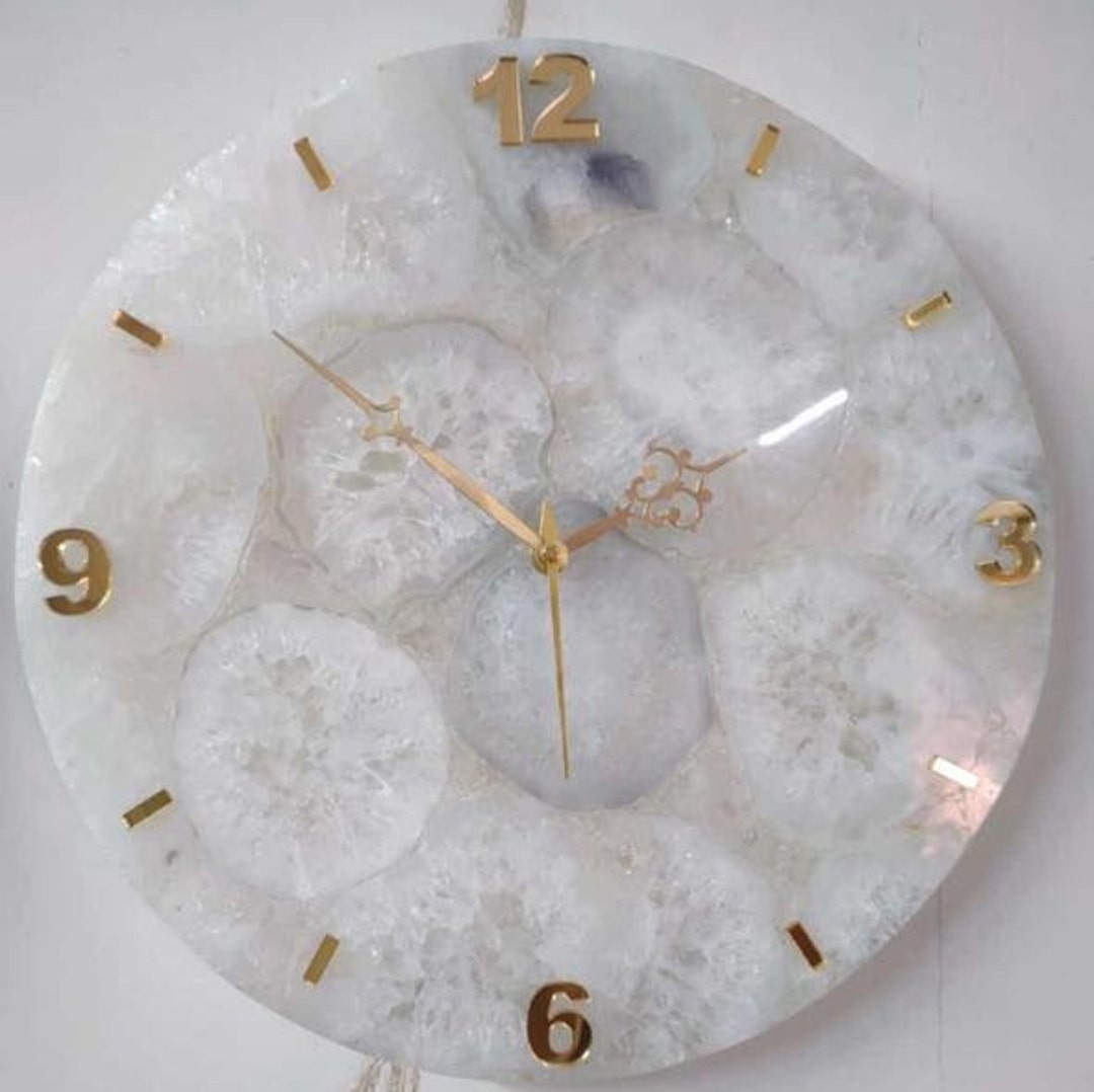 Brazilian Blue Agate Wall Clock/ Home Decor/ Wall Clock/ Gift for ...