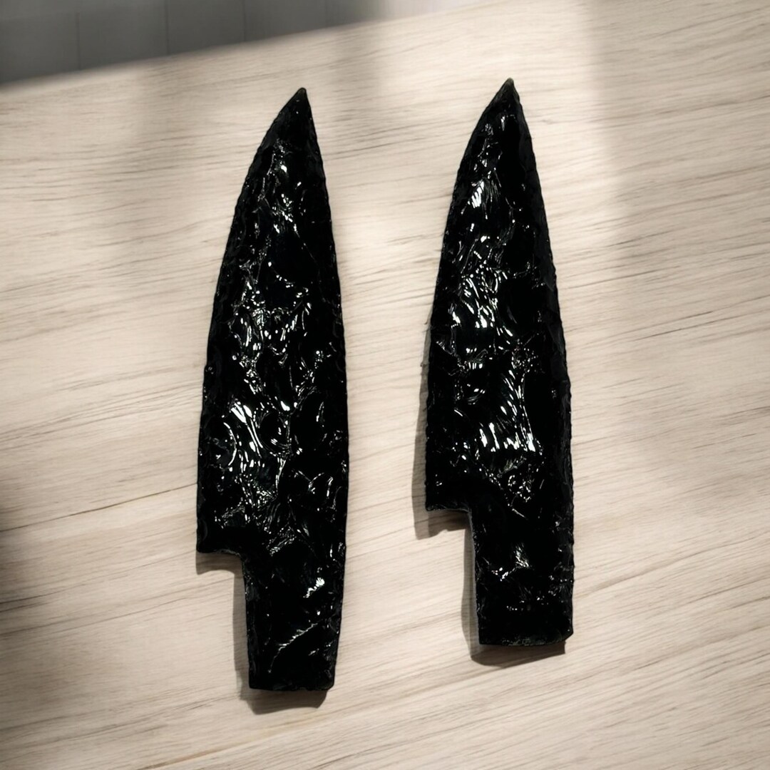 Handcrafted Obsidian Knife Blades Set of 2 /ancient Craftsmanship Meets ...