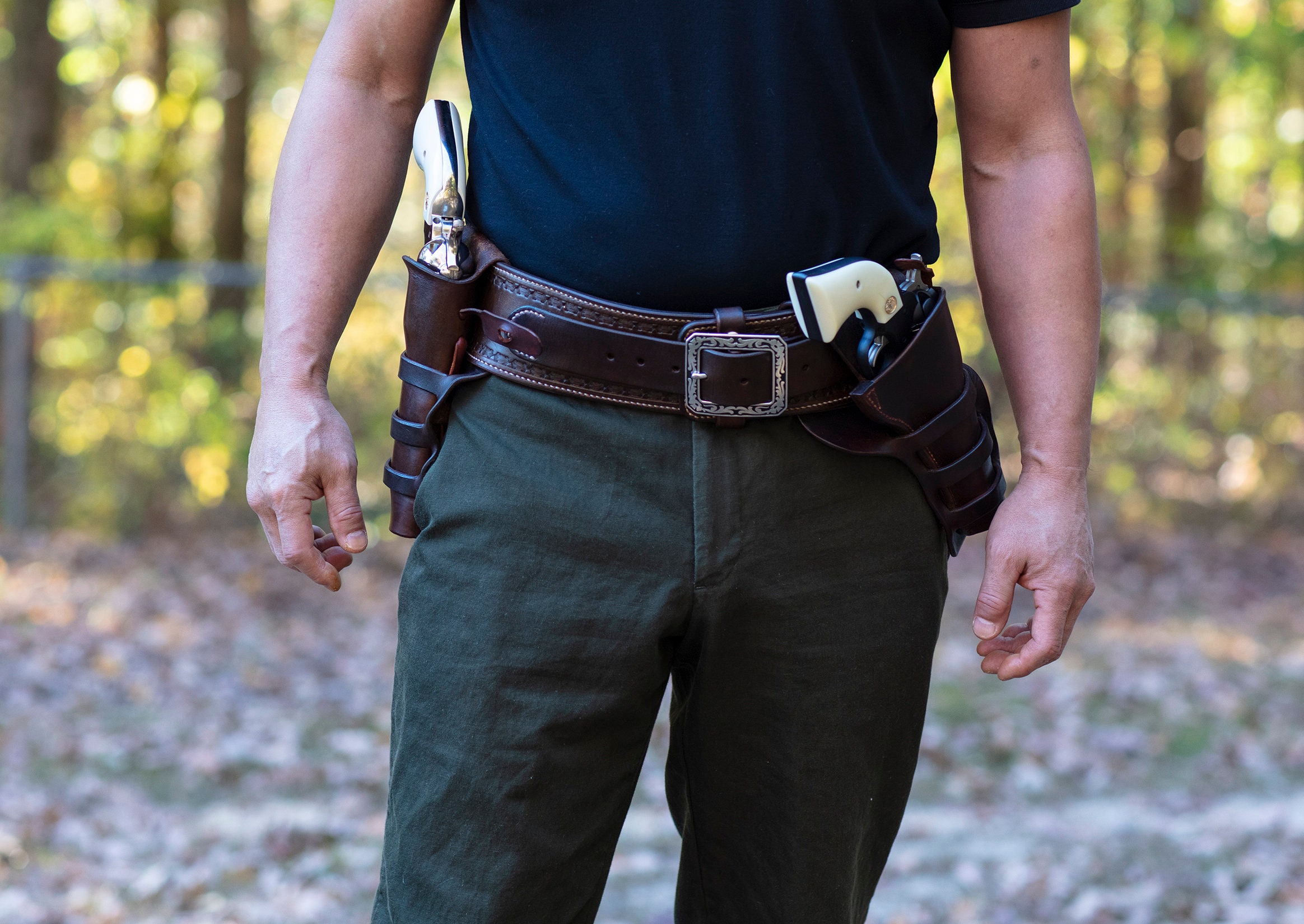 Mexican Loop Western Cowboy Holster and Belt With Cross Draw - Etsy