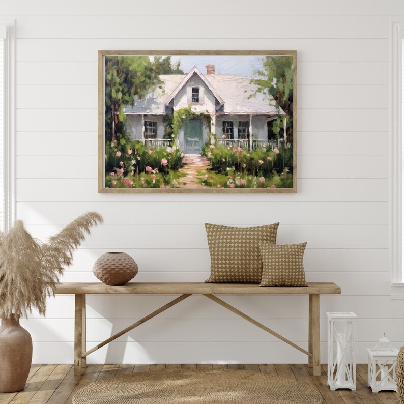 Vintage Cottage Print,rose Garden Vintage Print,antique Country Cottage ...
