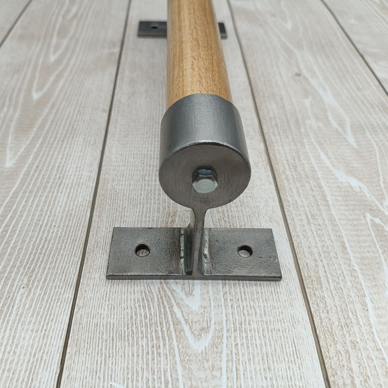 Large Handmade Door Handle With Metal Base, Rustic Farmhouse Hardware ...