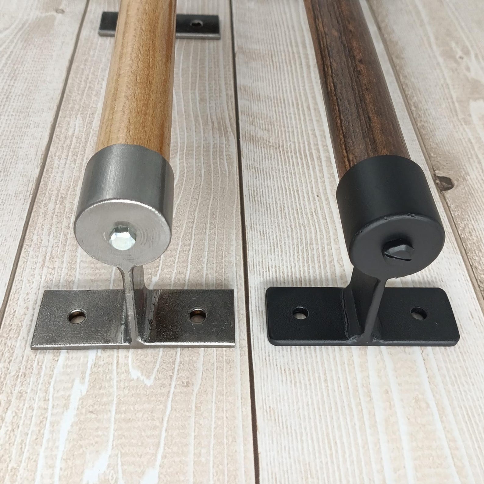 Large Handmade Door Handle With Metal Base, Rustic Farmhouse Hardware ...
