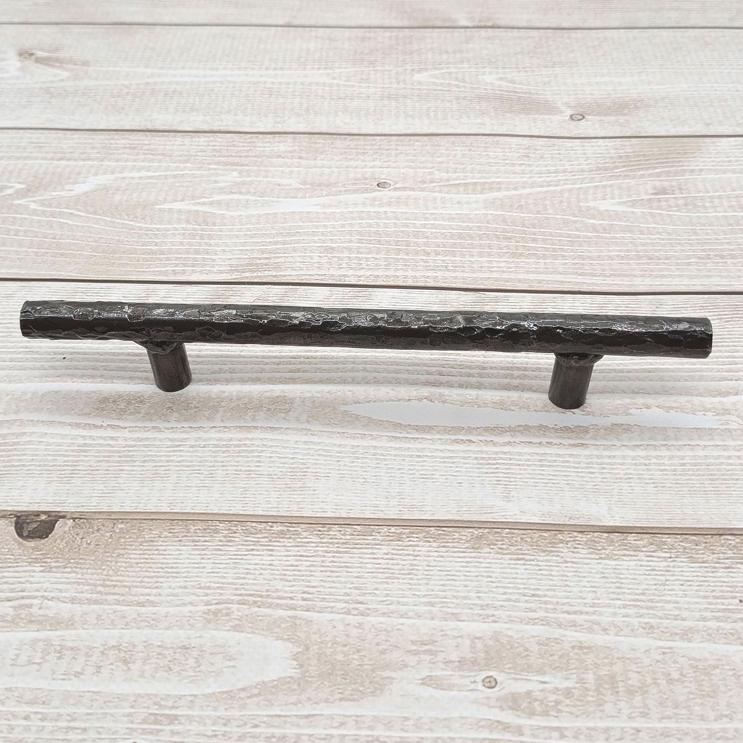 Hammer-forged Round Steel Handle Rustic Iron Furniture Pull With Welded ...