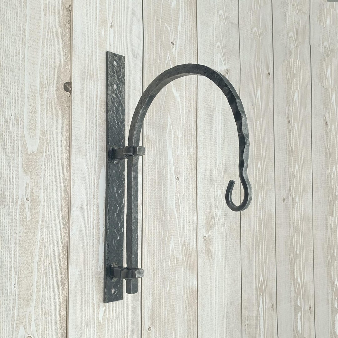 Wrought Iron Wall Hook Bracket – Hand Forged Hanging Hook for Lanterns ...