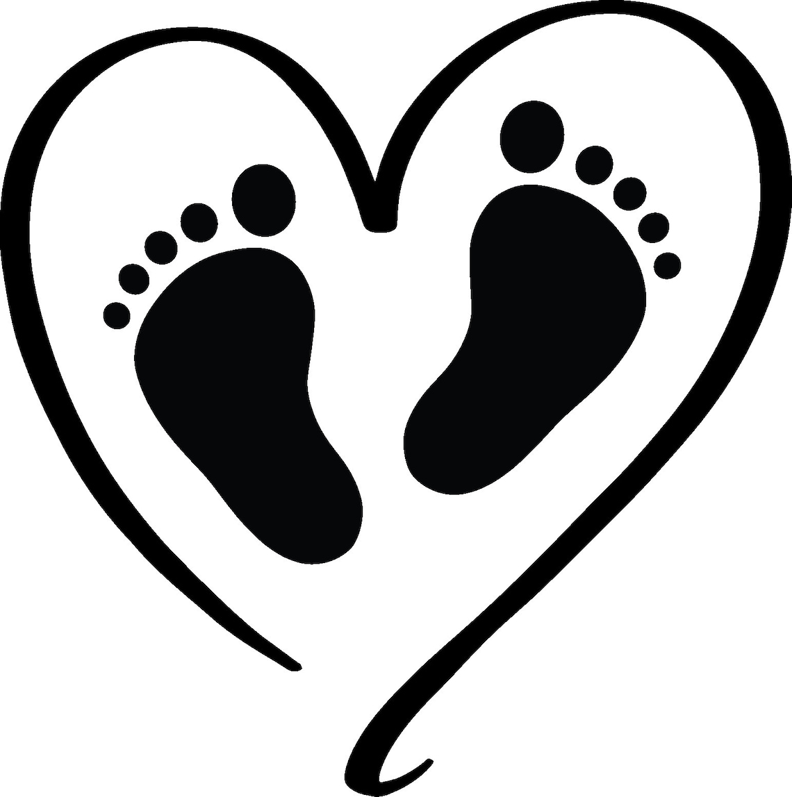 Baby Footprint Black, Baby Feet Heart SVG Instant Download SVG, PNG ...