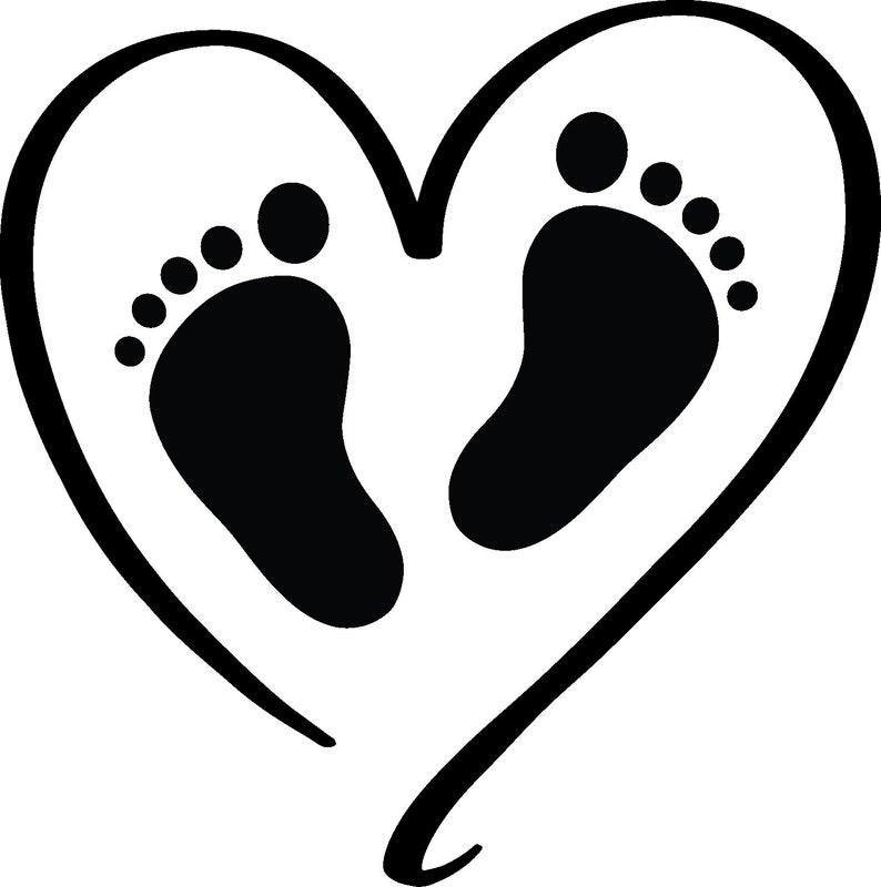 Baby Footprint Black, Baby Feet Heart SVG Instant Download SVG, PNG ...