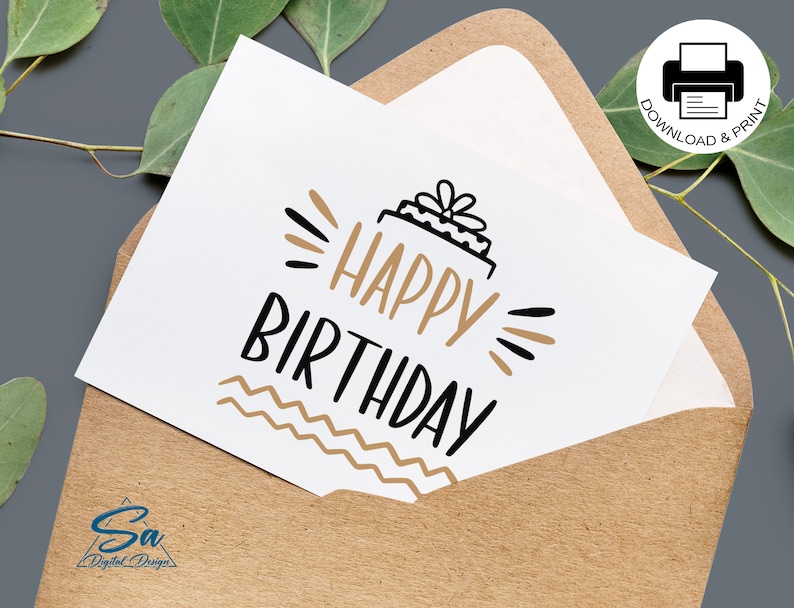 Printable Birthday Card: Modern Cake Design (PDF) - Etsy Australia