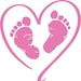 Detailed Baby Footprint Pink, Pink Baby Feet Heart SVG Instant Download ...