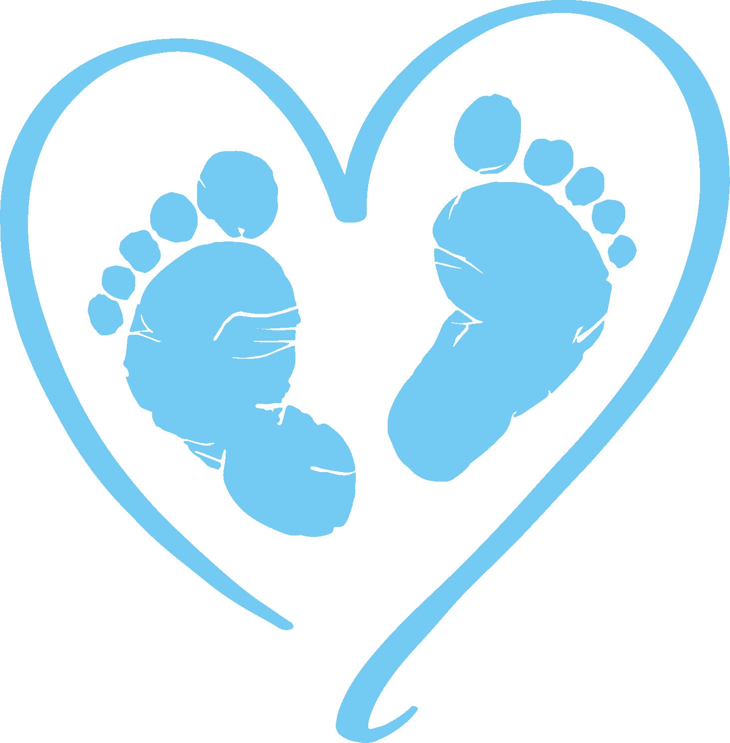 Detailed Baby Footprint Blue, Blue Baby Feet Heart SVG Instant Download ...
