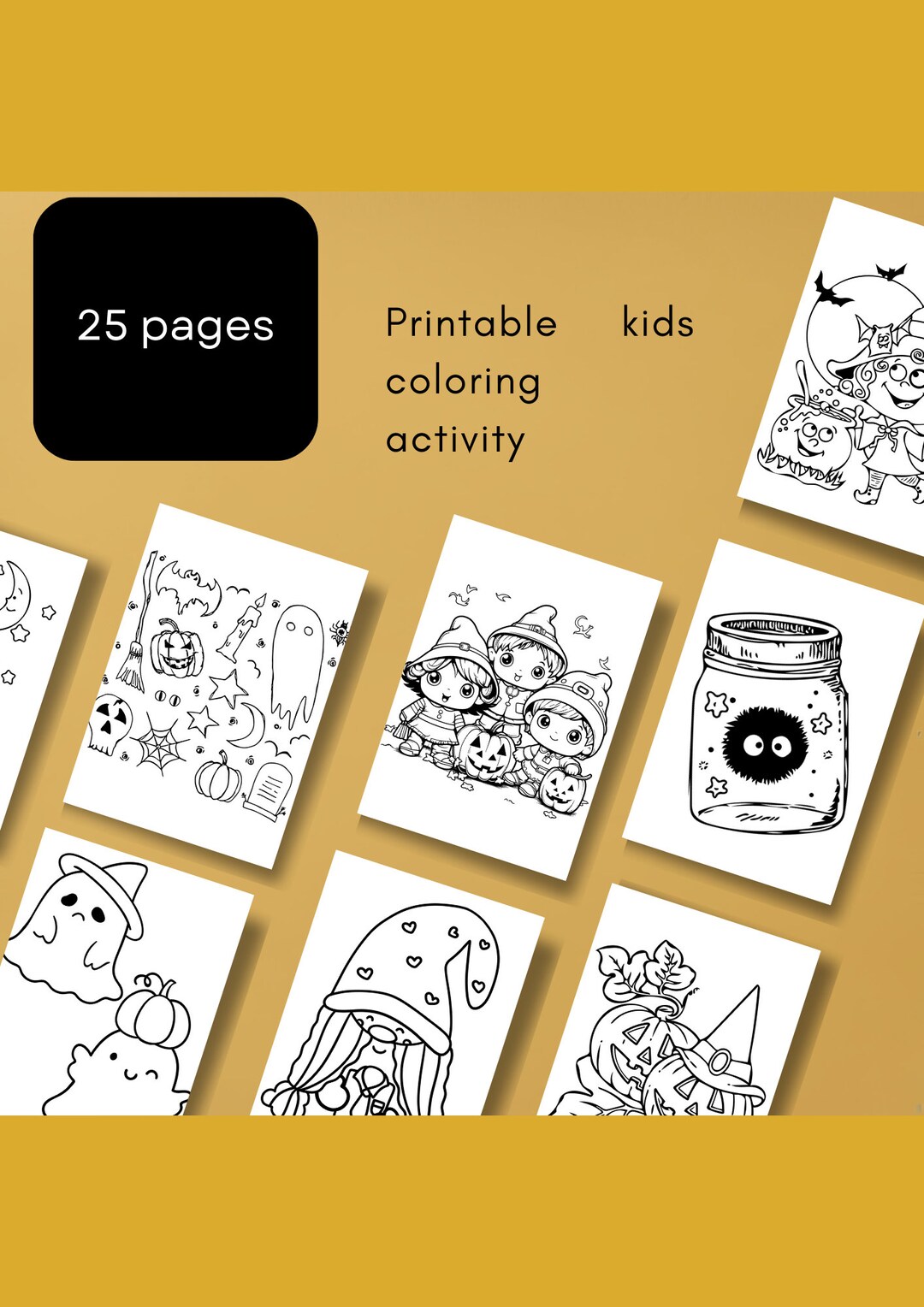 Halloween Printable Coloring Pageshalloween Kids Coloring - Etsy