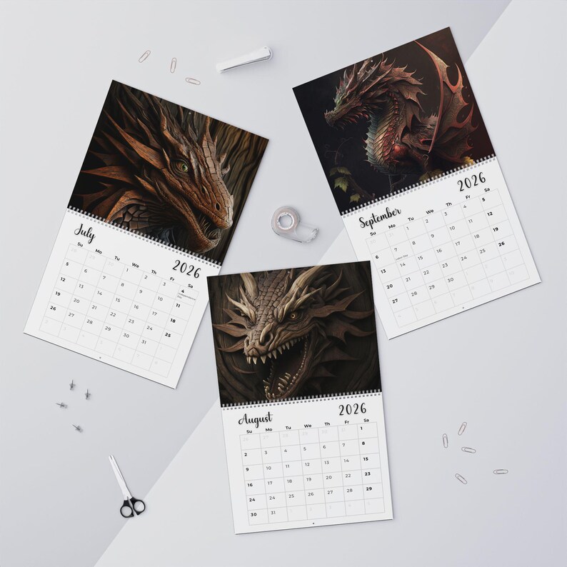2026 Dragon Wall Calendar: Fantasy Art Home Office Decor - Etsy