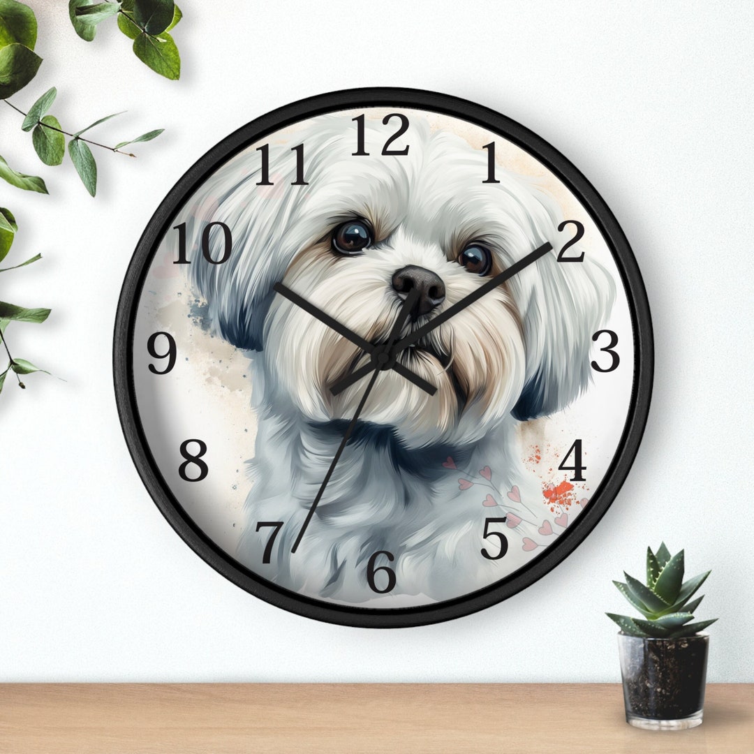 Dog Wall Clock, Cute Dog Clock, Puppy Wall Clock, Gift Giving Idea ...