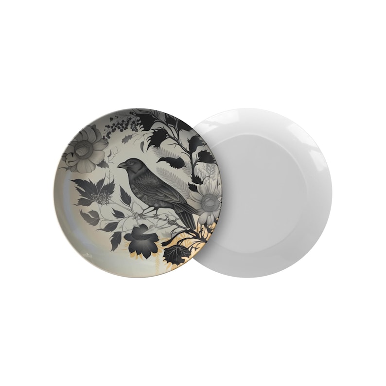 Rustic Crow-themed Dinner Plates Set: Black Bird Tableware for Gothic ...