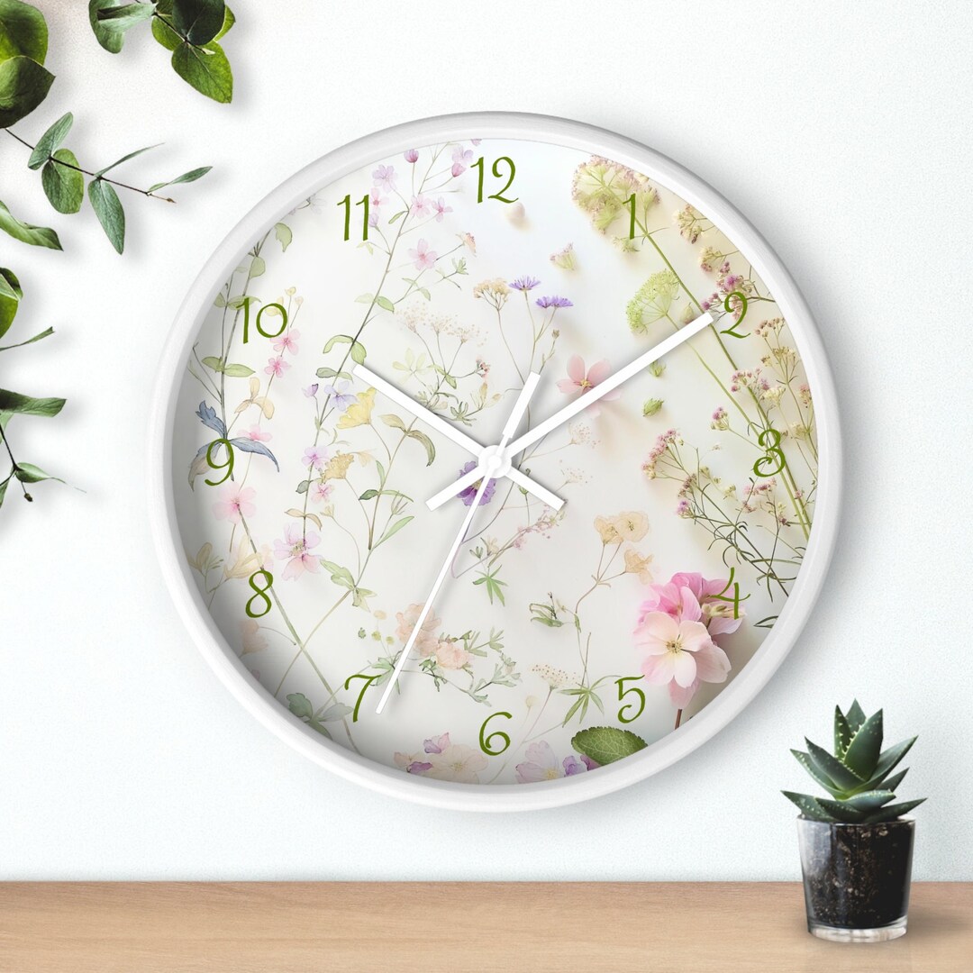 Flower Wall Clock, Quiet Wall Clock, Useful Wall Clock, Dainty Wall ...