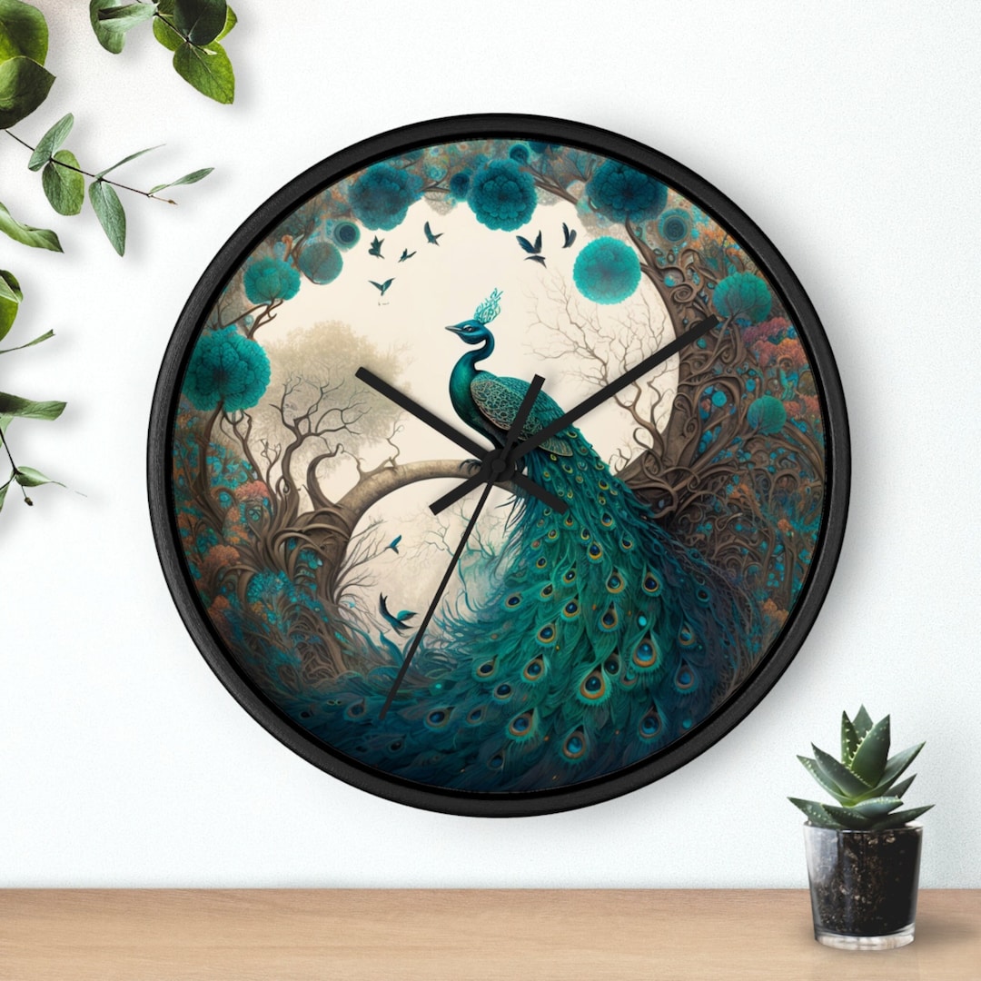 Peacock Wall Clock, Peacock Clock, Peacock Wall Decor, Gift Giving Idea ...