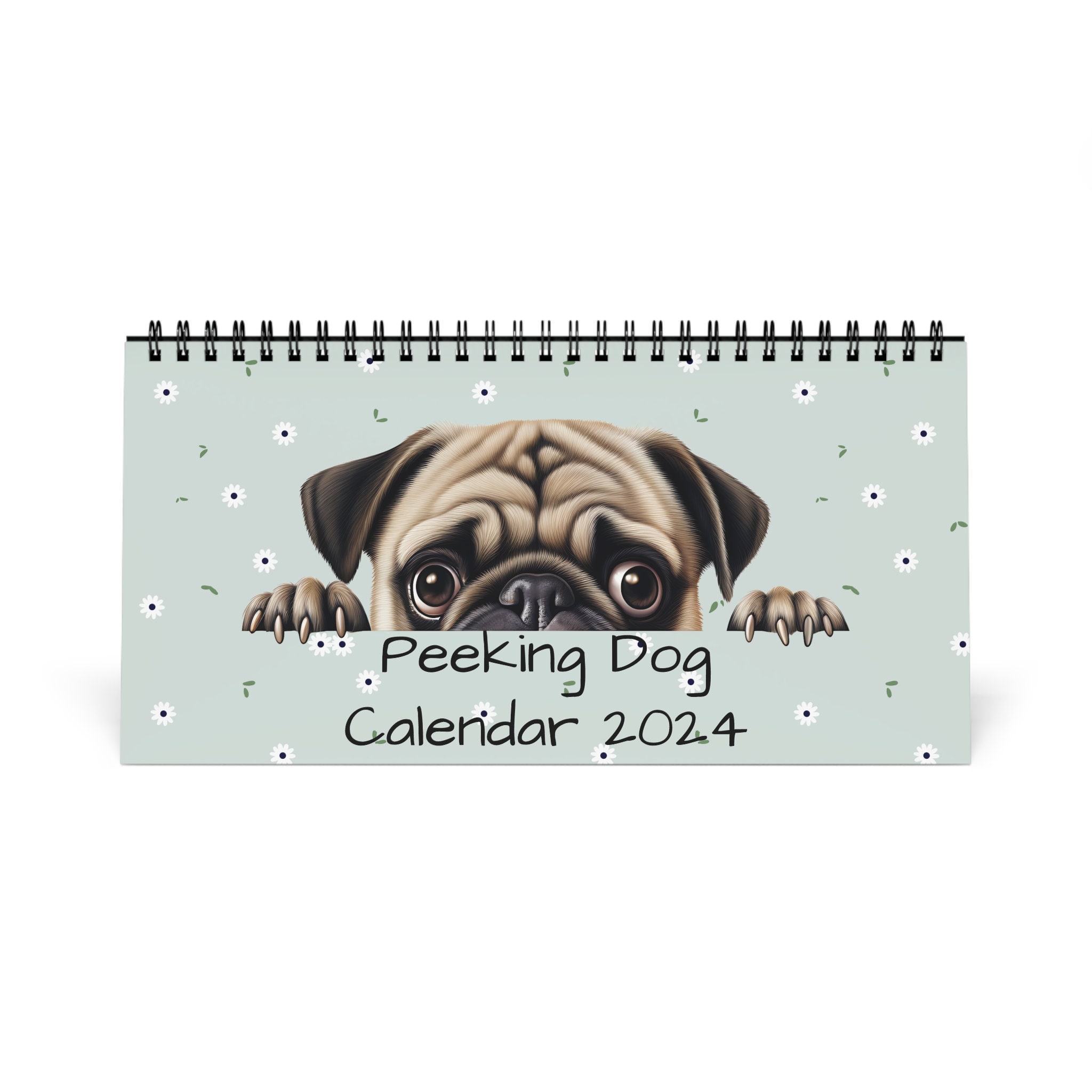 Dog Calendar, Peeking Dog Desk Calendar, Calendar for 2024, Dog Desk Calendar, Gift Giving Idea ...