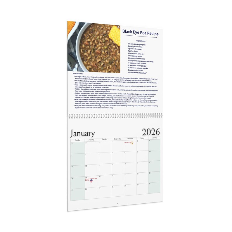 Recipe Wall Calendar 2026 Monthly Kitchen Planner Foodie Gift Cooking ...