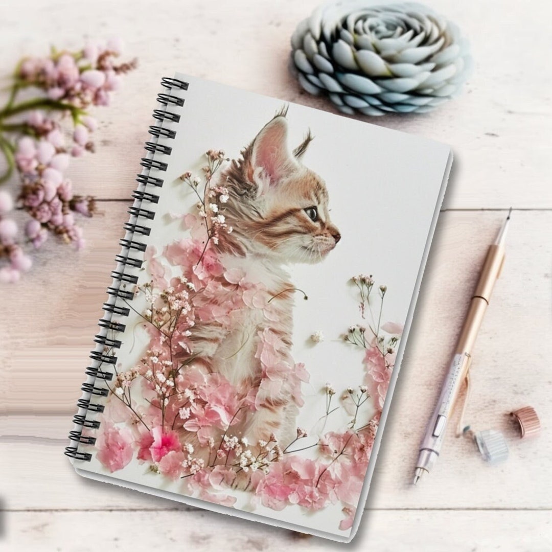 Cute Custom Cat Spiral Journal for Personal or Gift Use, Colorful ...