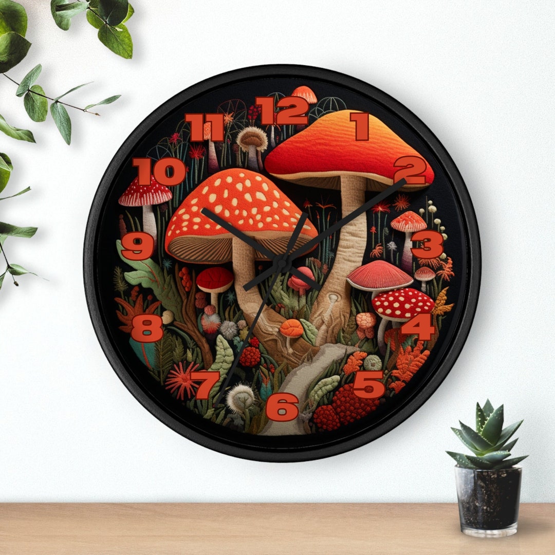 Mushroom Wall Clock, Mushroom Clock, Mushroom Wall Decor, Gift Giving ...