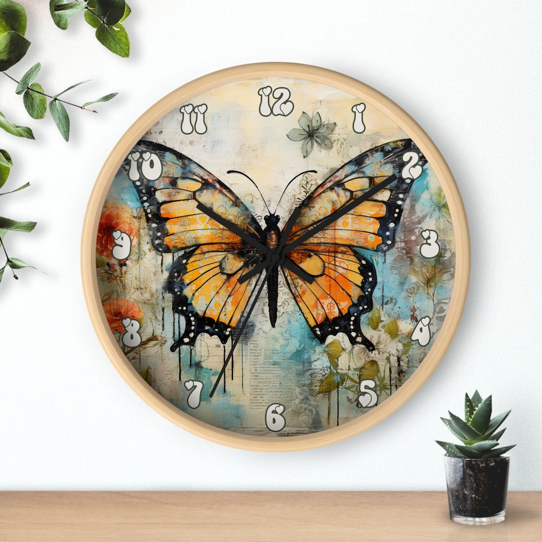 Butterfly Wall Clock, Butterfly Clock, Butterfly Wall Decor, Wall Clock ...
