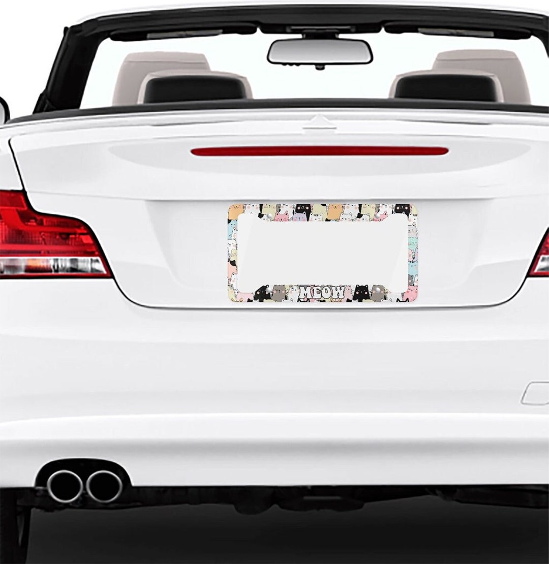 Cat License Plate, Cat License Frame, Cute License Frame, Cat Lover ...