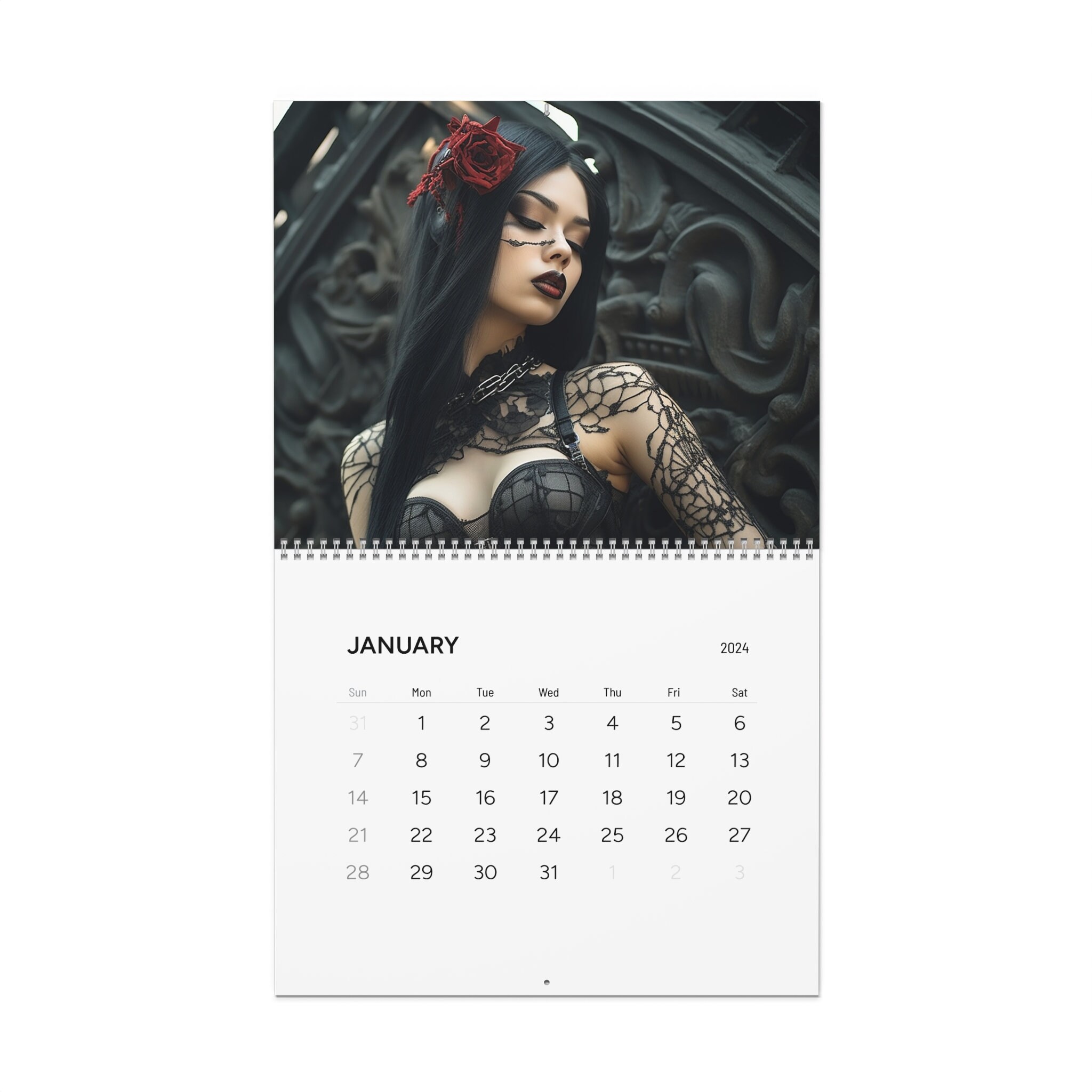 Gothic Women Calendar, Wall Calendars 2024, Women Calendar, Home Decor, Wall Decor, 2024 ...