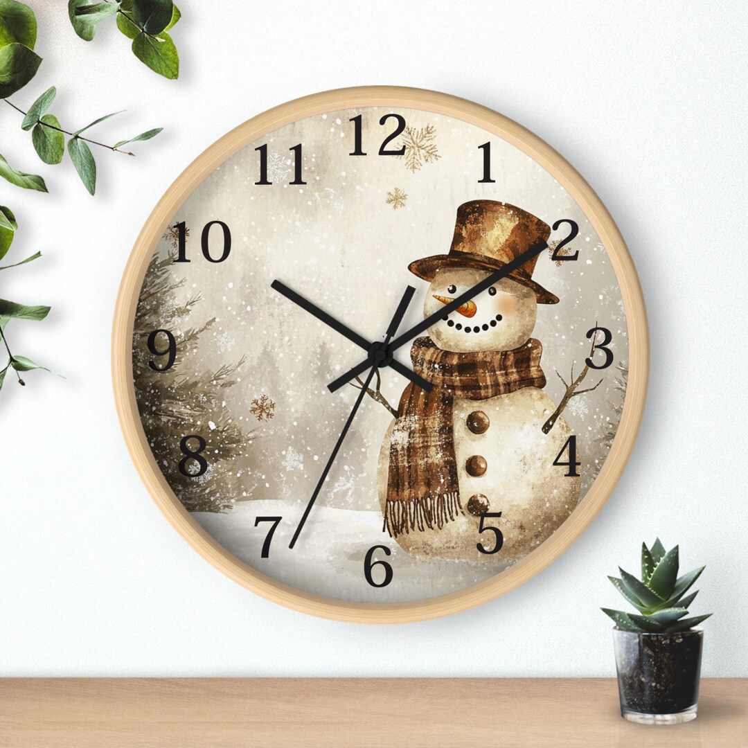 Snowman Clock, Whimsical Frosty Design Wall Timepiece Holiday Decor ...